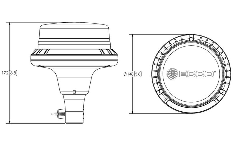 ECCO ESG | LED R65 Rotačný maják 12-24v Jantárový / CISPR25 / IP69K ...